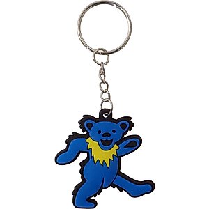 Square Deal Recordings & Supplies Dancing Blue Bear with Yellow Necklace - Rubber Keychain