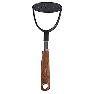 IMUSA USA Bean Masher With Wood Look Handle,Black/Woodlook