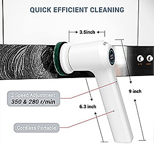 AIRSEE Electric Spin Scrubber for Bathroom Bathtub, Cordless Power Spinning Scrub Brush, Handheld Shower Cleaner Brush with 6 Replaceable Brush Heads for Tile, Tub, Dish, Sink, Grout, Wall, Kitchen