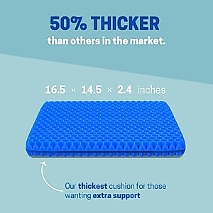 SATURAY Extra Thick 2.4" Gel Seat Cushion - Hip, Tailbone, Sciatica, Pressure Sores - Wheelchair, Desk, Car Seat Pad - Gel Seat Cushions for Pressure Relief - Office Seat Cushion