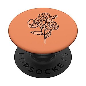 Papaya - Poppy Boho Floral Line Art Minimalist PopSockets Swappable PopGrip