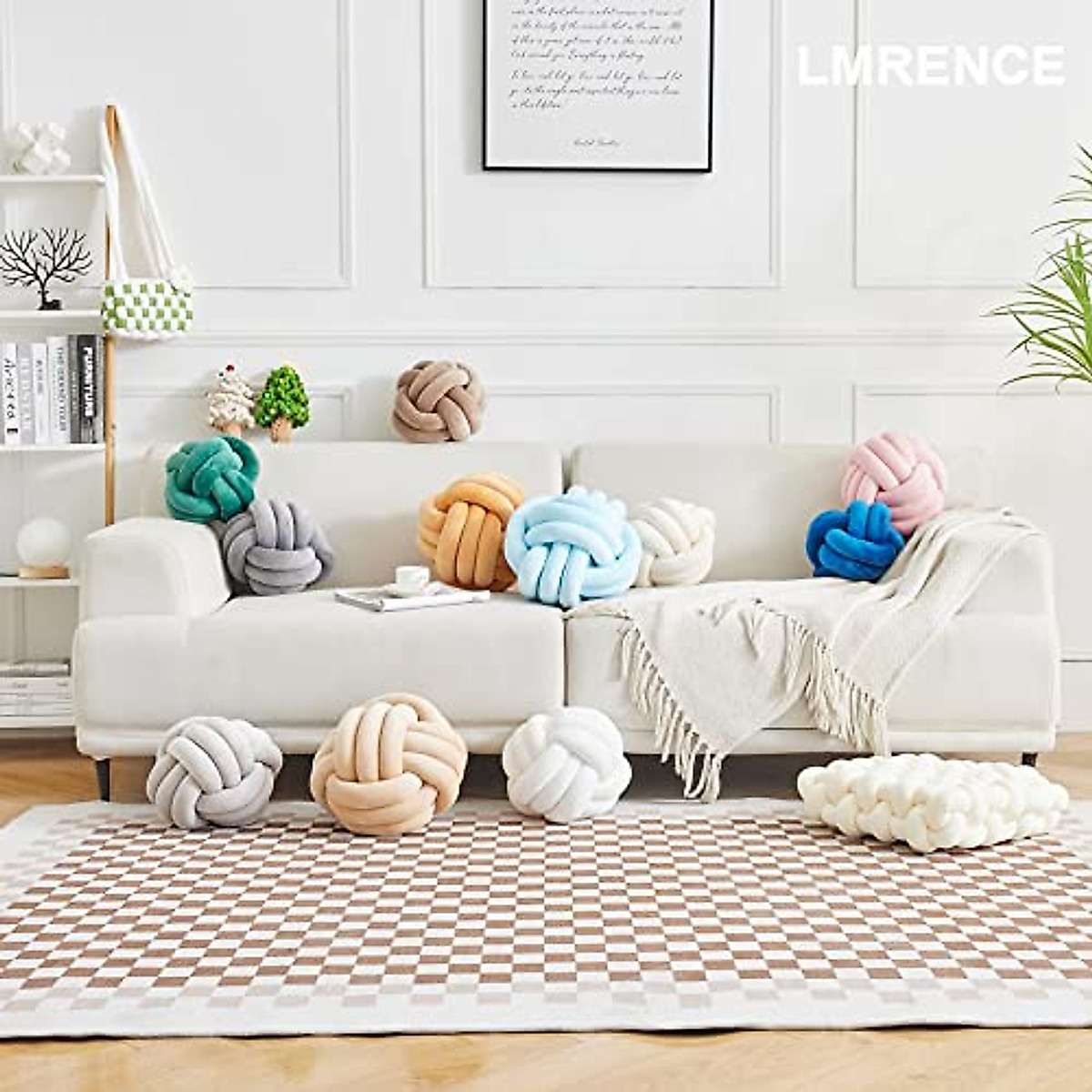 LMRENCE Soft Knot Ball Decorative Pillow，Circle Throw Pillows Aesthetic (Green，Medium，10.6inches) for Bed，Cushion Home Plush Handmade Pillow for Bedroom Sofa Chair Children Play Knot Ball Toys