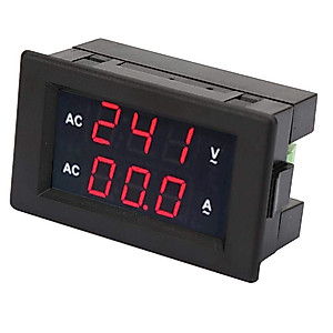 AC 100~300V LED Digital Voltage Current Multimeter, Dual Display Volt Amp Meter Gauge Panel 0-10A(Red-Red)