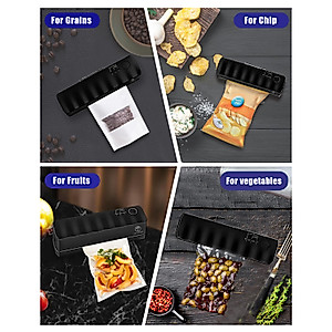 Bag Sealer Mini Rechargeable,3000mAh Heat Sealer Machine with 5 Adjustable Gears Chip Bag Resealer,Plastic Bag Sealer for Food Snack Bags Storage(black)