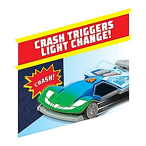 Hot Wheels Color Crashers Cyber Speeder, Motorized Toy Car with Lights & Sounds, Blue, by Just Play