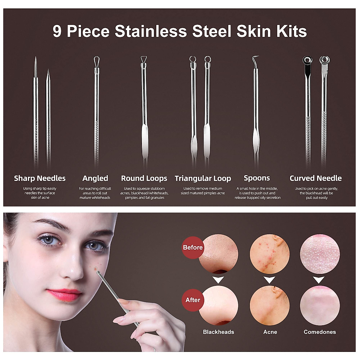 Newbealer Pro Facial Steamer, Hot & Cool Aromatherapy Nano Ionic Steamer with 360° Extended Nozzle, Face Moisturizing Deep Cleaning, Portable for Home Spa, 9-Piece Acne Set and Face Brush