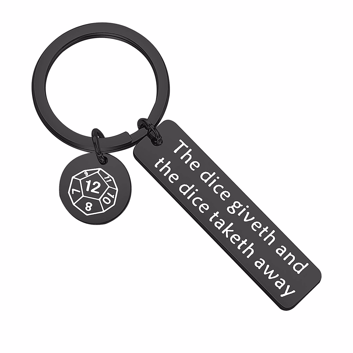 FOTAP Dungeon Master Gifts The Dice Giveth And The Dice Taketh Away Keychain DM Gift Dungeon Masters Fans Gift (Dice BLK)