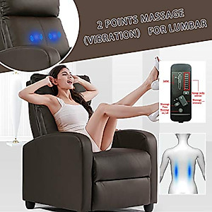 Recliner Chair for Living Room Massage Recliner Sofa Reading Chair Winback Single Sofa Home Theater Seating Modern Reclining Chair Easy Lounge with PU Leather Padded Seat Backrest (Brown)