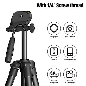 KINGJUE 71'' Camera Phone Tripod & Selfie Stick Compatible with Canon Nikon DSLR All Cell Phones with Universal Tablet Phone Holder Remote Shutter Bubble Level and Carry Bag Max Load 6.6LB