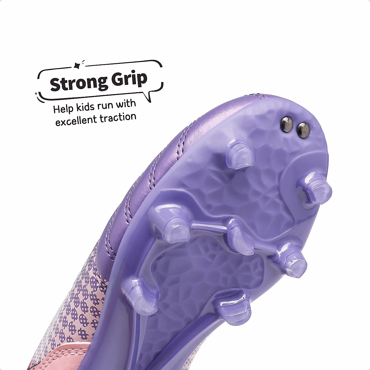 DREAM PAIRS Boys Girls SUPERFLIGHT-1K Outdoor Football Shoes Soccer Cleats Light/Purple/Pink Size 1 Little Kid