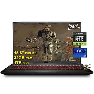 MSI Katana GF66 15 Gaming Laptop 15.6" Full HD IPS 240Hz Display 12th Generation Intel 14-Core i9-12900H 32GB RAM 1TB SSD GeForce RTX 3070 Ti 8GB Graphic | RGB Backlit USB-C Win11 Black + HDMI Cable