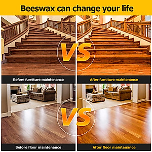 CARGEN Beeswax Furniture Polish, Wood Seasoning Beeswax for Furniture Wood Wax for Dining Table Floor Doors Chairs Cabinets to Protect and Care 5pcs Beeswax Polish and 3pcs Sponges.