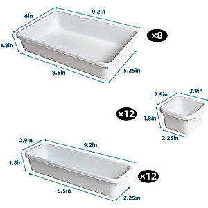 BYCY 32 PCS Drawer Organizers Office Interlocking Drawer Organizers Tray Dividers Storage Bins(32 Pack)