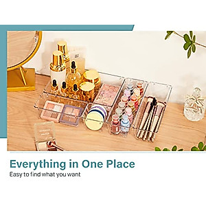 Kootek 31 Pcs Clear Plastic Drawer Organizer Set, 4-Size Bathroom Drawer Organizers Non-Slip Desk Dividers Trays, Versatile Storage Bins for Makeup, Jewelry, Vanity, Bedroom, Kitchen, Office