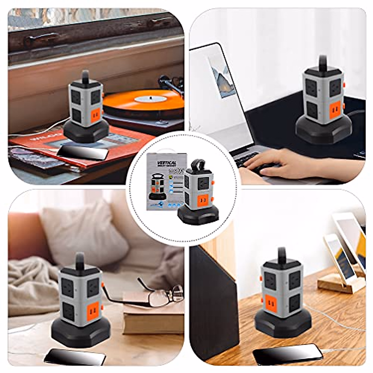 2 Power Outlet Home Power Board Power Board Outlets Socket Power Board with Surge Protector Strip Smart Charging Socket USB Power Supply Pc Fireproof Material