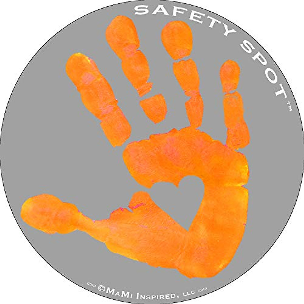 Safety Spot Magnet - Kids Handprint for Car Parking Lot Safety - Gray Background (Orange)