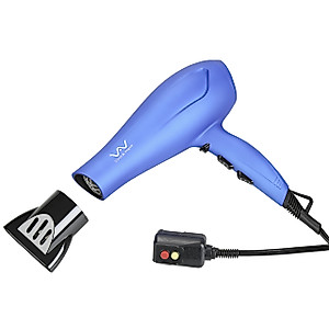 VAV Blow Dryer 1875W Negative Iron Professional Hair Dryer 2 Speed 3 Heat Settings Cool shot Button DC Motor Blue
