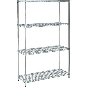 Economy Wire Shelving Starter Unit, 4 Tier, Zinc Chromate, 18"W, x 36"L, x 74"H