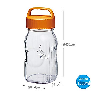 Toyo Sasaki Glass Fruit Syrup Bottle, Good Pickling, Fruit Syrup Bottle, Set of 2, 50.9 fl oz (1,500 ml), Orange Storage Jar, Storage Container, Made in Japan, Bookmark Included, I-77860-OR-A-JAN-S
