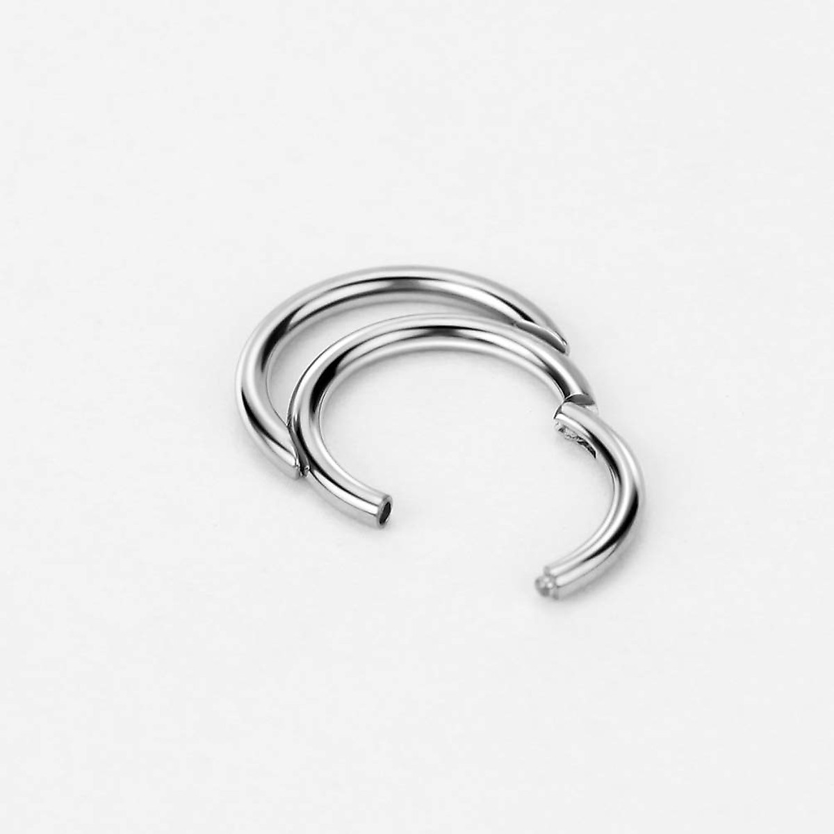 FANSING Surgical Steel Double Crescent Moon Septum Hoop 16g Septum Jewelry 16 Gauge 8mm Septum Rings Clicker Silver Septum Piercing Rings