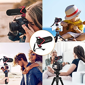 comica Universal Video Microphone, CVM-V30 LITE Super-Cardioid Directional Shotgun Camera Microphone for Canon Nikon Sony Fuji DSLR Cameras and iPhone Android Smartphones(Red)