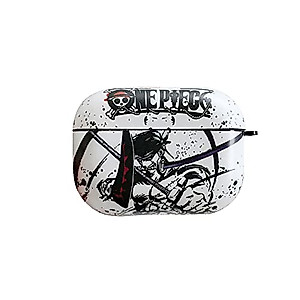 BONICI Protective Case for AirPods Pro, Creative Anime Hero Theme Chinese Landscape Painting Style White Black Soft Silicone TPU Rubber Cover Earbud Earphone Wireless Charging Case -Pattern 9
