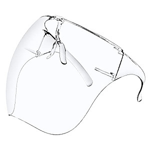 Pupmoms Face Shield, Anti-Fog 4 Pack Face Shields with Glasses Frame, Clear Reusable Plastic Full Cover Face Visor Shield, Transparent Protective Safety Goggle Shield for Adults Women Men