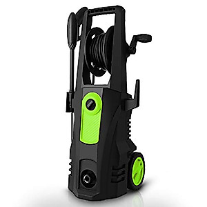 mrliance Pressure Washer, Electric Pressure Washer, 2.2GPM Power Washer Electric Powered with 4 Tips & Hose Reel, 1800W Power Washer with Foam Cannon for Car Homes Driveway Patio, Black Green