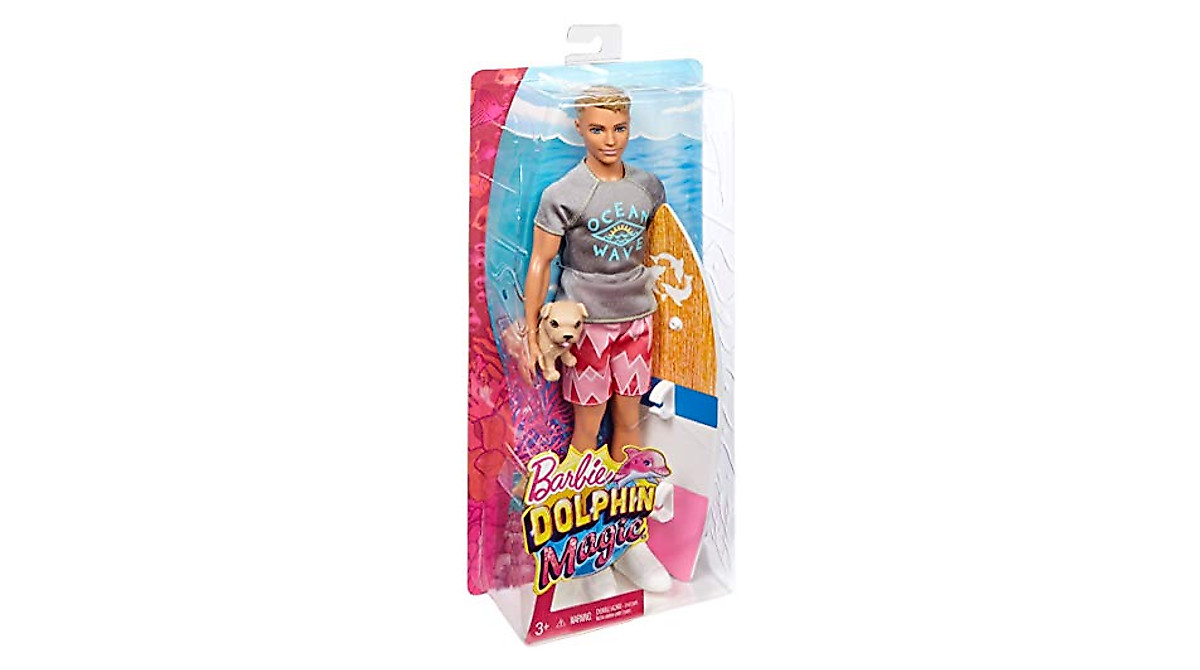 Ken Doll with Puppy & Surfboard - Barbie Dolphin Magic