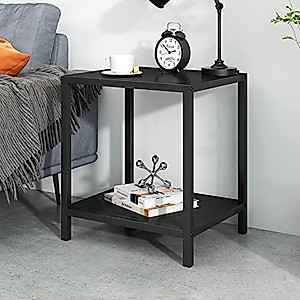 NEW JETO End Table Modern Small 2 Tier Side Table Nightstand/Easy Assembly Living Room Tables-European Wrought Iron Style Square Coffee Table