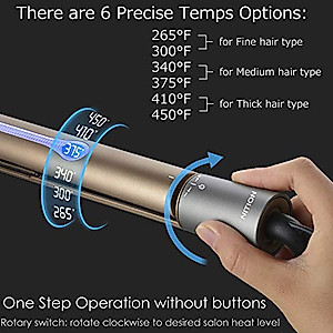 NITION Professional Salon Hair Straightener Argan Oil Tourmaline Ceramic Titanium Straightening Flat Iron for Healthy Styling,LCD 265°F-450°F,2-in-1 Curling Iron for All Hair Type,Gold,1 inch Plate