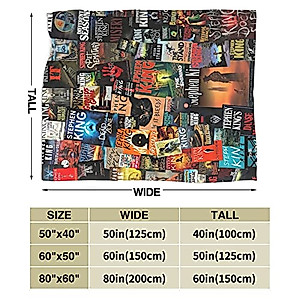 The Full Collection of Stephen King Books Flannel Blanket Lightweight Cozy Bed Blankets Soft Throw Blanket Fit Couch Sofa Suitable for All Season60 X50