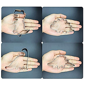 Bonropin Dinosaur Cookie Cutters Set - 7 Piece Stainless Steel Cutters Molds Cutters for Making T-Rex, Stegosaurus, Brontosaurus, Triceratops, Tyrannosaurus, Spinosaurus, Dinosaur Footprint