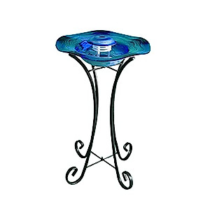 XBrand Floor Mist Fountain w/ Inline Control Glass Metal, 27 Inch Tall, Blue