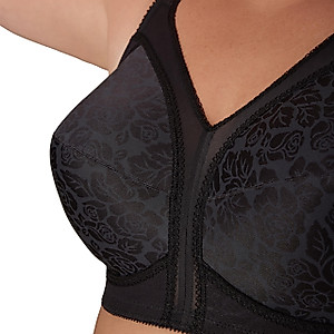 PLAYTEX Womens 18 Hour Comfort-strap Wireless Bra, Full-coverage With 4-way Trusupport, Single & 2-pack Bra, Black, 46H US