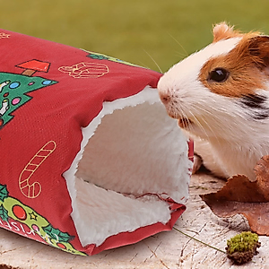 UKCOCO Ferret Toys Hamster Tunnel Plush Hamster Play Tunnels Christmas Warm Tunnel Living Habitats Small Animal Hideout Tubes Bed Toy for Rat Hedgehogs Gerbil Indoor Hammock