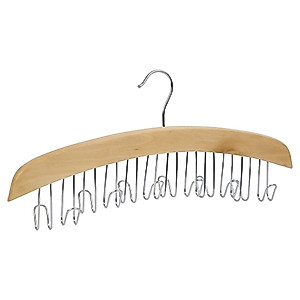 Richards Homewares Wooden Tie and Belt Hanger, Holds Upto 12, Natural