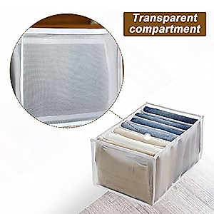 JinGoldBell Wardrobe Clothes Organizer 5pcs Foldable Closet Portable Storage Baskets Visible Grid Storage Box Washable Storage Containers Clothing Storage Bins for Bedroom (1 Set of Mix, White)