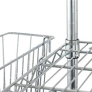 TRINITY EcoStorage 21-Inch Metal Hanging Basket to Use With Shelf Units and Storage Racks for Garage, Kitchen, and Closet Organization, NSF Certified, 20 Pound Capacity, Chrome, 2-Pack