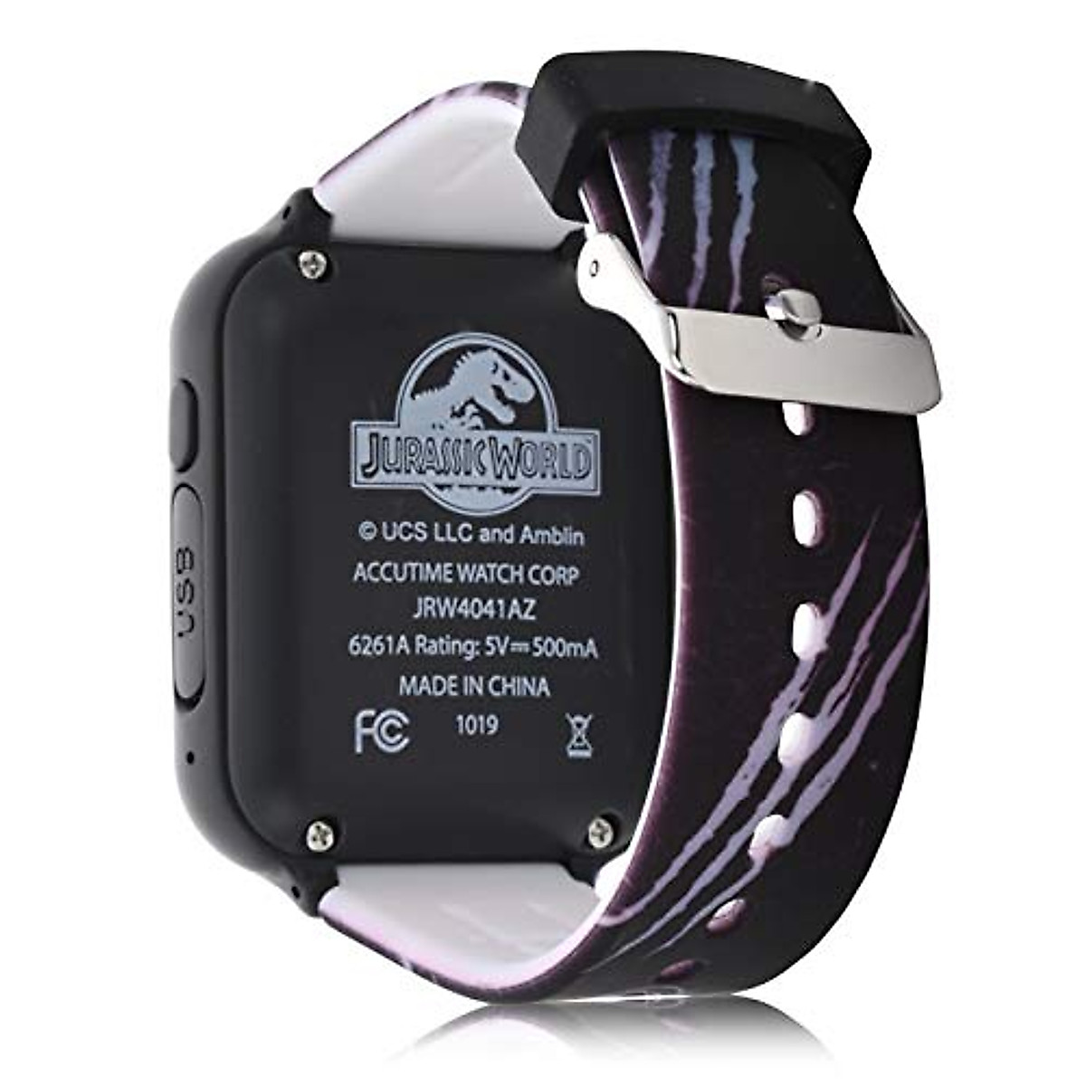 Accutime Kids Jurassic Park Jurassic World Black Educational Learning Touchscreen Smart Watch Toy for Boys, Girls, Toddlers - Selfie Cam, Learning Games, Alarm, Calculator and More (Model: JRW4041AZ)