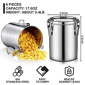 Zopeal 6 Pack 34 Oz Stainless Steel Canisters Set Stainless Steel Airtight Food Storage Containers Metal Containers with Lids Sealed for Tea Coffee Sugar Flour Baking Pantry Kitchen Counter (17.6 Oz)