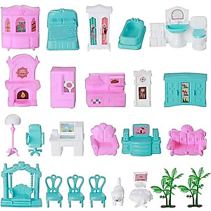 Big Doll House for Kids, 3-Story 8 Rooms Princess Dream House Toys with Doll & Doll Furnitures, DIY Dollhouse with Light Strip