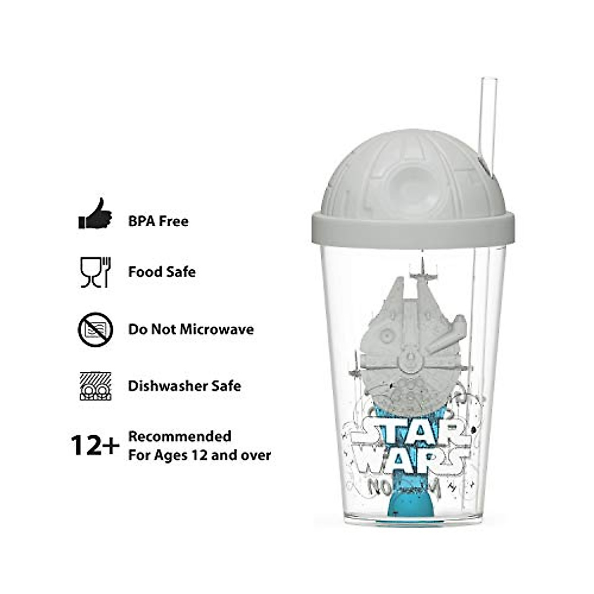 Zak Designs Star Wars Ep4 22oz Sculpt Tumbler, Made of Durable Plastic, Unique Novelty Treasure Cup (SW Episode IV Movie Millennium Falcon, BPA-Free)