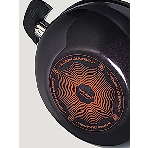 Happycall 5 Layer Diamond Nonstick Party Wok, 13inch, Stir Fry Pan, Jumbo Size, Double Handle Wok, Deep Frying, With Glass Lid