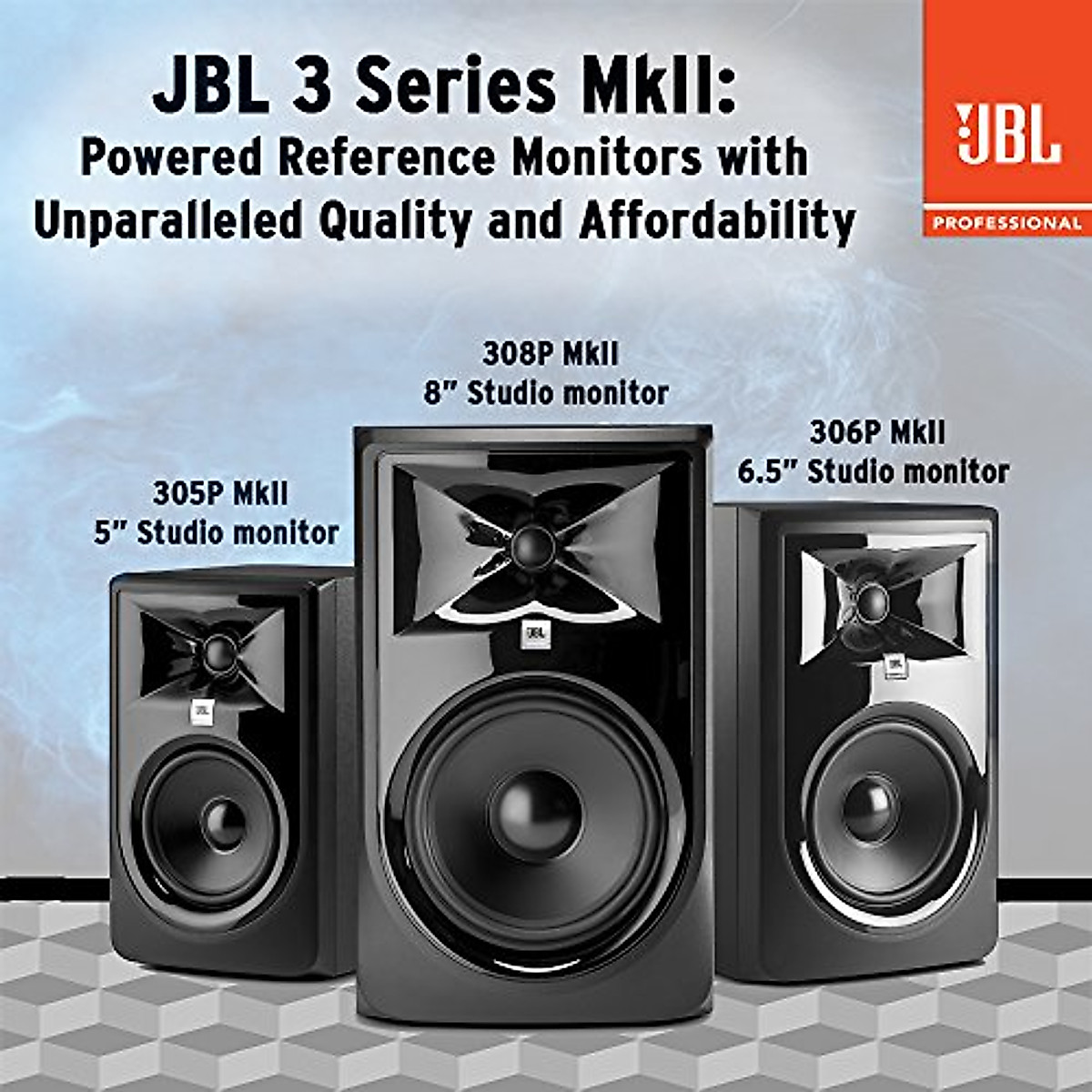 JBL Professional 305PMkII 5-Inch 2-Way Powered, Active Monitor Speaker for Near Field Music Production, Studio Monitor, Desktop Computer, Hi-Fi Audio. Sold Individually, Black