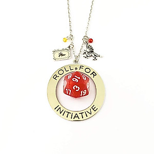 FJCPHAHA Roll for Initiative Game Dunge RPG TTRPG Polyhedral Dragons Master necklace D4-D20 20-Sides Die Dice Critical Tabletop Role Playing Game Roleplaying DM GM Necklace