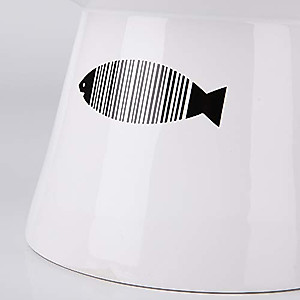 Yangbaga Cat Raised Food/Water Bowl for Elder Big Cats, Non-Skid 4.8x6.4in Premium Ceramic Cat Bowls with Stand, Sturdy and Anti-Fall… (White)