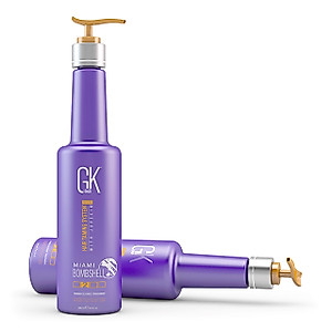 GK HAIR Global Keratin Miami Bombshell 9.5 Fl Oz Taming Blonde Purple Treatment - Hair Smoothing Toning Blowout Treatment Series Straightening Professional Results Removes Yellow Orange Brassy Tones