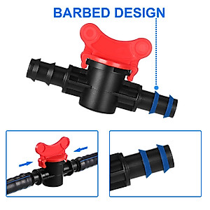 Drip Irrigation Switch Valve Gate Valves for 1/2 Inch Double Male Barbed Valve (4)