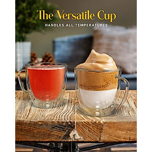 Kitchables Double Walled Glass Coffee Mugs Set of 2, 20oz Insulated Glass Coffee Mugs for Cappuccino, Latte, Tea, Espresso - Latte cup - Tazas Para Cafe